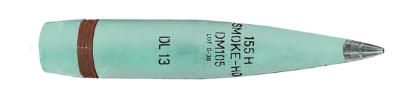 German DM 105 155 mm smoke projectiles falsely claimed to be chemical ...